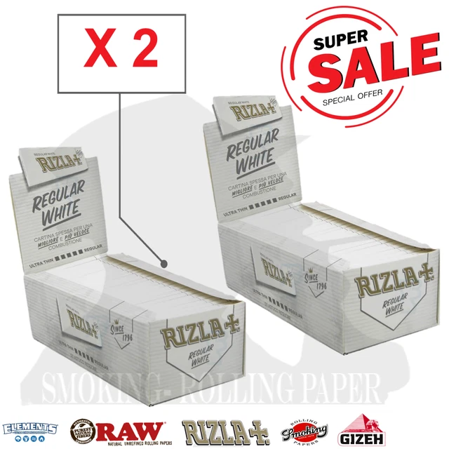 RIZLA CARTINE SINGOLE BIANCHE CORTE WHITE 2X Scatola 5000 foglie . EUR ...