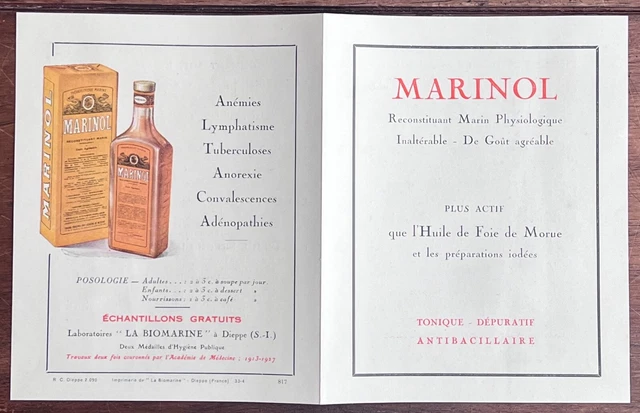 BROCHURE PUBLICITÉ CARTE médicament Marinol Années 1920 1930 EUR 1,00 - PicClick FR