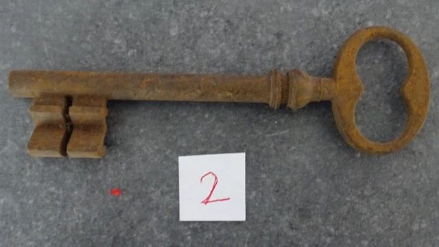 ANCIENNE CLEF Serrure Coffre Chateau Prison Geole Fer Forge 18-19Eme ...