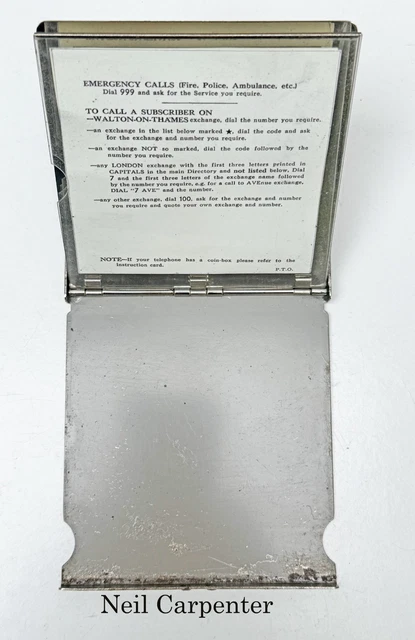 RARE GPO TELEPHONE mirror drawer information card holder. £29.95 ...