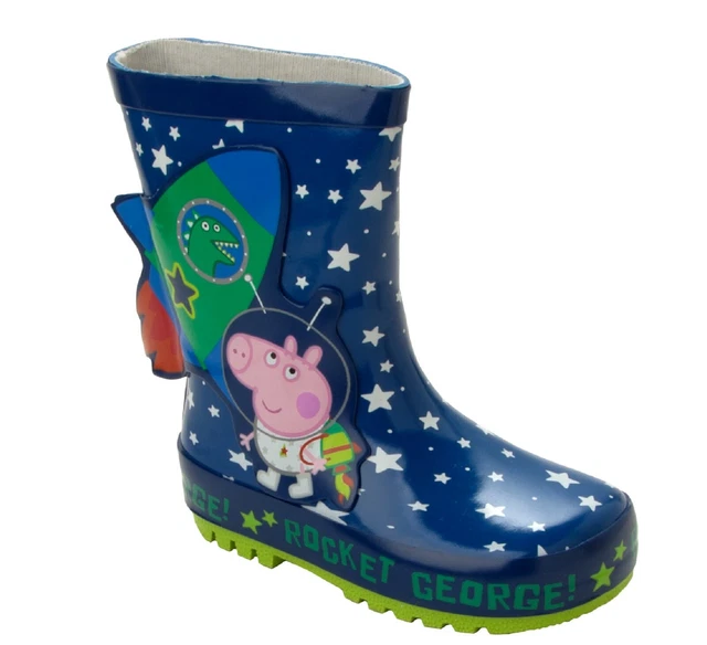 BOYS PEPPA PIG George Pig 3D Rocket Wellies Rain Wellington Boots Uk ...