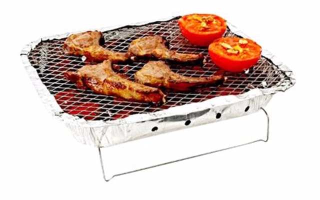 DISPOSABLE CHARCOAL BBQ Grill Tray + Wire Stand Camping Caravan Picnic ...