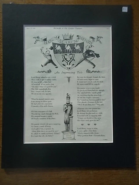 VINTAGE 1939 GUINNESS POEM Punch London Charivari Magazine ...