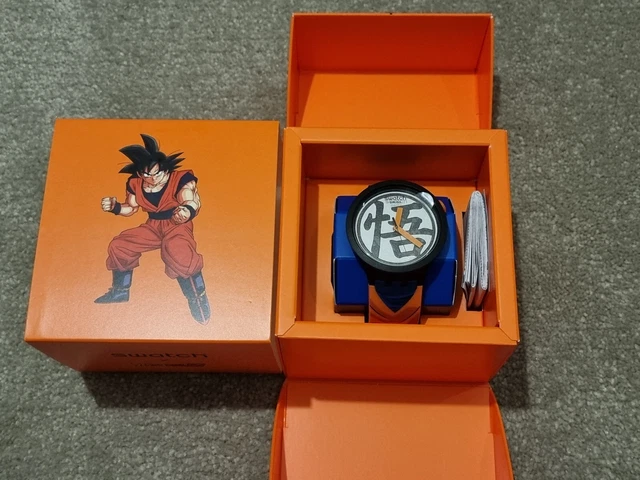 RARE SWATCH X Dragonball Z Goku Sb01Z101 Big Bold Watch Mens Ladies ...
