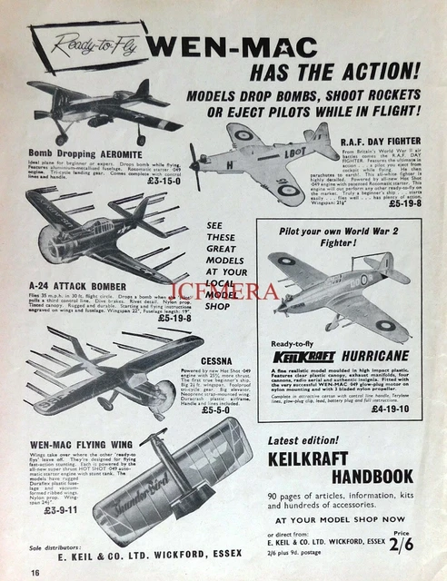 KEILCRAFT 'WEN-MAC' 1965 Advert : 'Ready-to-Fly' Model Aircraft PRINT ...