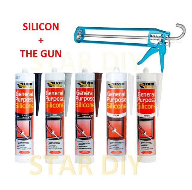 GENERAL PURPOSE SILICONE Sealant WITH gun C3 270 ml Clear White Brown ...