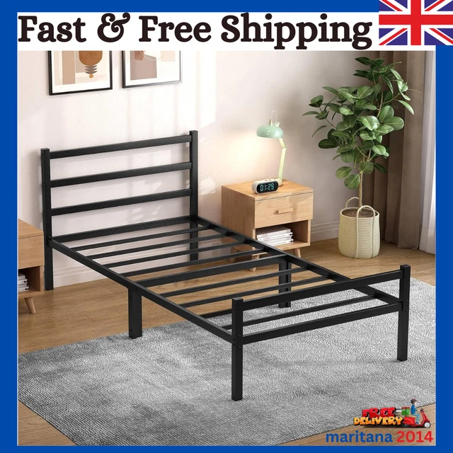 3FT SINGLE BED Heavy Duty Steel Slats Single Metal Bed Frames with 31.5Cm Platfo £99.99 ...