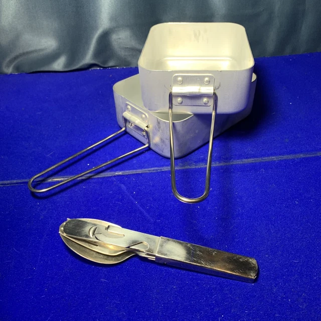 BRITISH ARMY MILITARY Mess Tins Set Camping Cooking, Knife Fork And ...