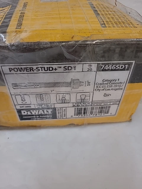 20 PACK DEWALT Powers-Stud+ SD1 7446SD1 Power Stud 3/4" x 7" Wedge ...