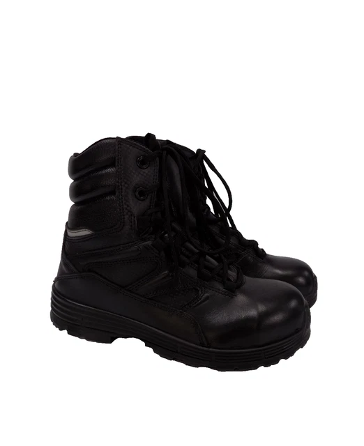 STEEL TOE CAP Boots YDS UK 6 Mens Womens Black Leather Lace Up Zip ...