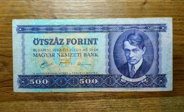 BANCONOTA 500 FORINT Fiorini Ungheresi Magyar Nemzeti Bank EUR 5,00 ...