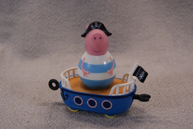 PEPPA PIG SMALL Push Along Weeble Wobble Boat + Pirate George Pig £8.00 ...