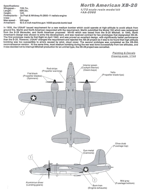 ANIGRAND MODELS1/72 NORTH AMERICAN XB-28 DRAGON Bomber Prototype $83.00 ...