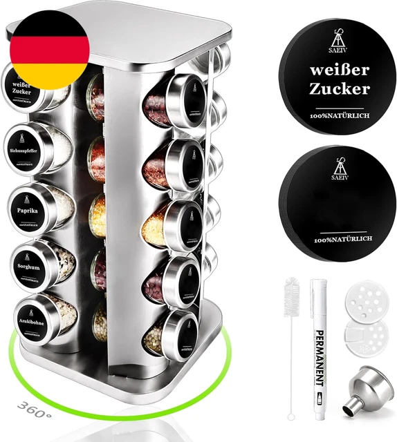 SAEIV ROTATION GEWÜRZREGAL Stehend | Gewürze Drehteller Organizer | 20 100Ml-Gew EUR 58,26 ...