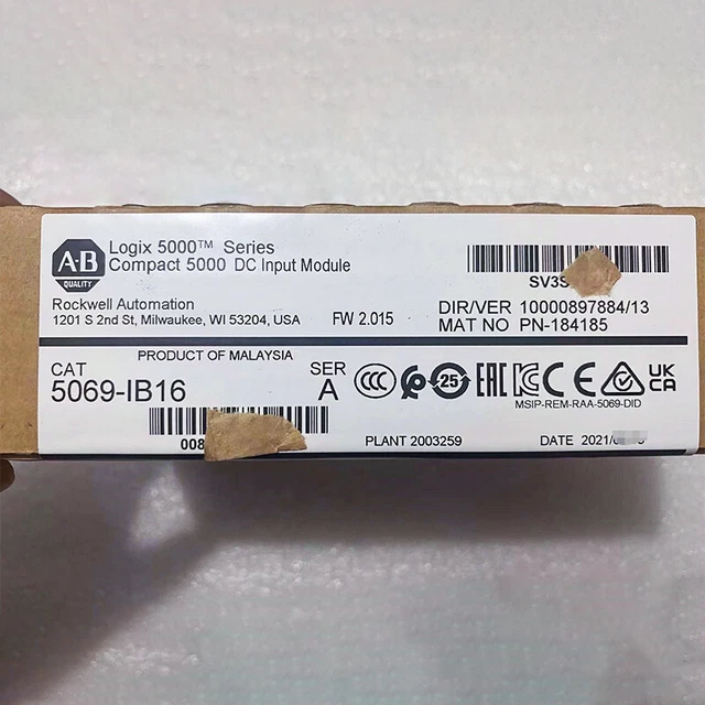 ALLEN-BRADLEY 5069-IB16 COMPACT Logix 5000 DC Input 16 Pt Module PLC ...
