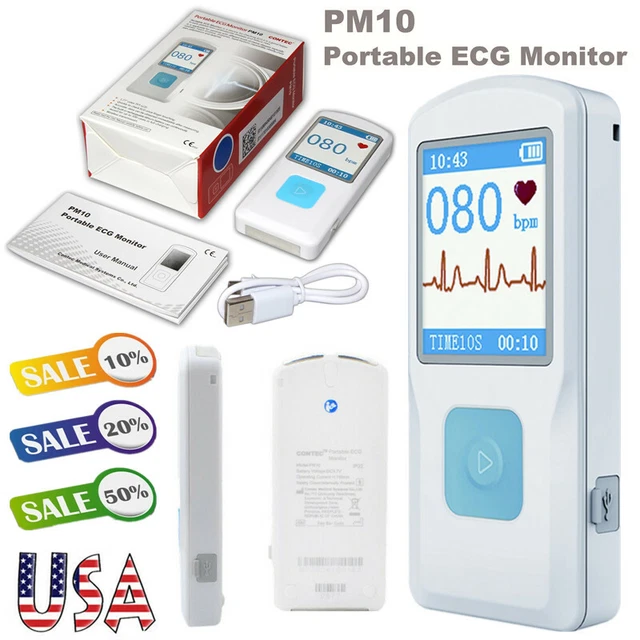 FDA HANDHELD PORTABLE ECG Machine Heart Beat EKG Monitor USB Bluetooth ...