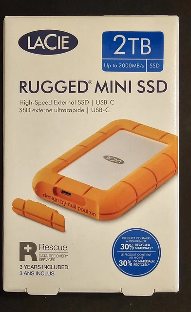 LACIE RUGGED MINI externe SSD 2TB, für PC / Mac / iPad STMF2000400 Neu ...