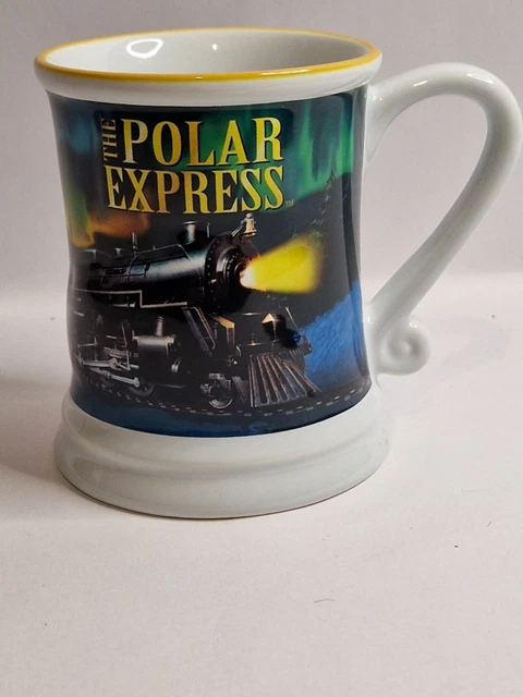 COFFEE CUP MUG The Polar Express Movie Raised 3D Large Train Christmas ...
