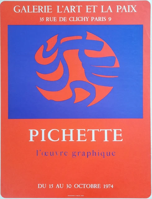 JAMES PICHETTE 1974 Gallery Exhibition Poster L'art Et La Paix Screen ...