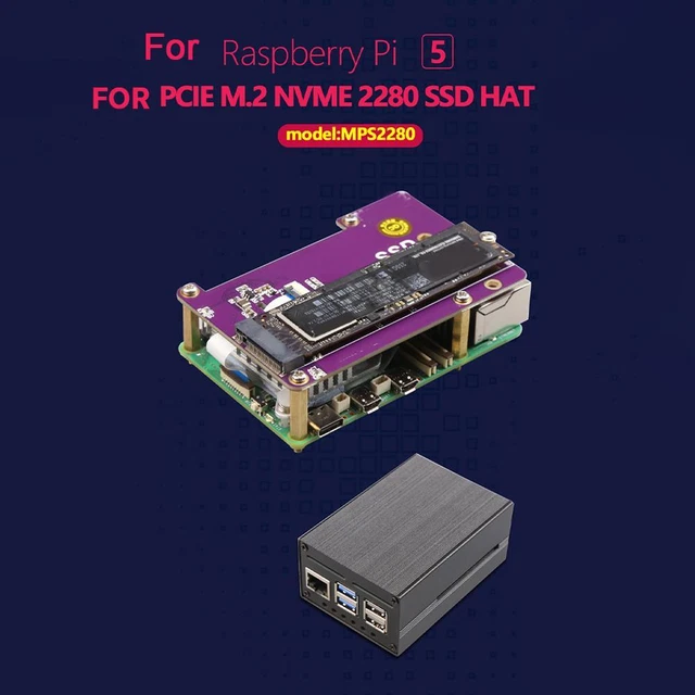 MPS2280 PCIE M.2 NVME 2280 2230 2242 Gen3 SSD HAT for Raspberry Pi 5 n ...