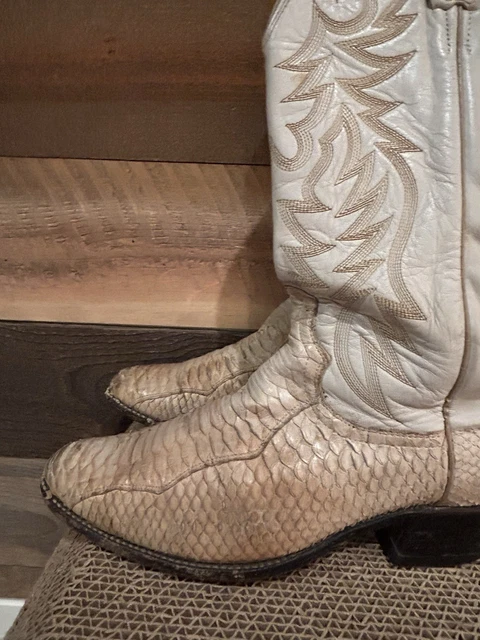 DAN POST VINTAGE Western Cowboy Boots with Snakeskin Python 8502 Sz 6 £ ...