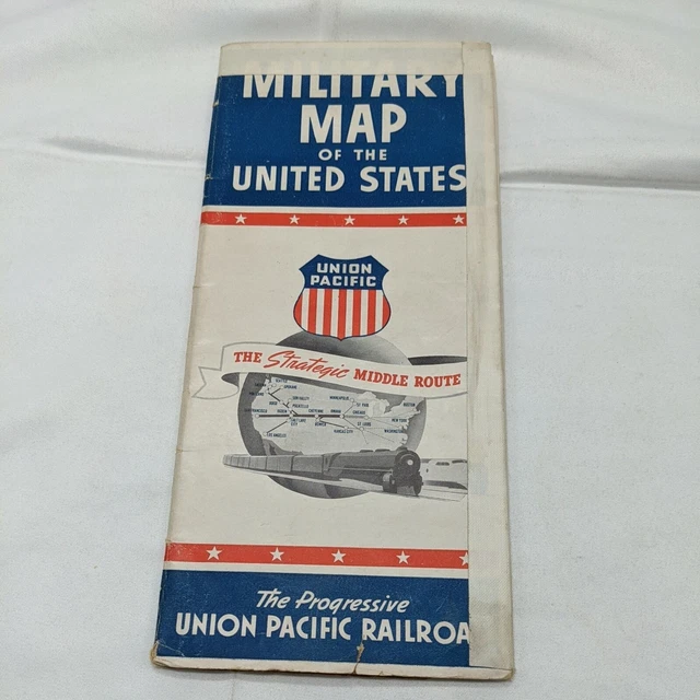UNION PACIFIC RAILROAD Military Map of the United States WWII 1944 ...