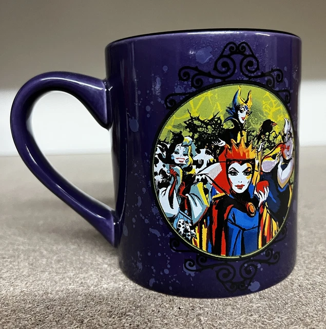 DISNEY VILLAINS MUG Maleficent Ursula Cruella Witch Purple Coffee Cup ...