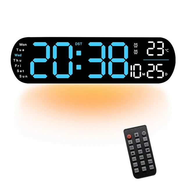 RÉVEIL NUMÉRIQUE LCD Multifonction Grand Affichage D'Horloge Murale LED ave2567 EUR 23,99 ...