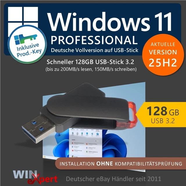 WINDOWS 11 PROFESSIONAL | Win 11 pro 25H2 Installation | USB-Stick ...