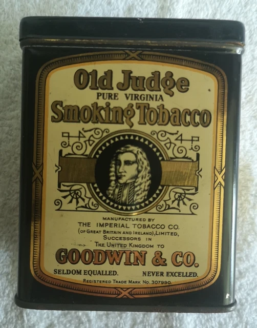 RARE VINTAGE OLD Judge Pure Virginia Smoking Tobacco Tin £45.00 ...