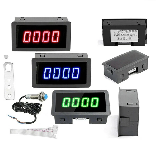 4 DIGITAL LED Tachometer RPM Speed Meter +NPN Hall Proximity Switch ...