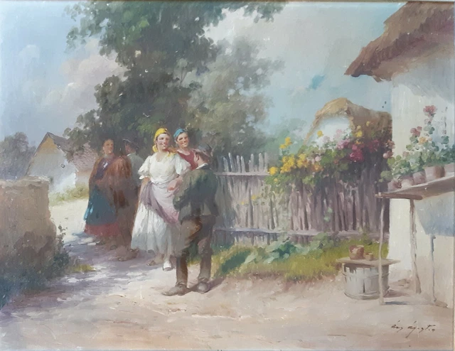 AGOSTON ACS (HUNGARIAN, 1889-1947) Oil painting 'Village Scene' $708.20 ...