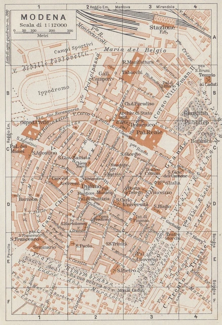 C3958 MODENA, PIANTA della Città, Carta geografica epoca, 1937 Vintage ...