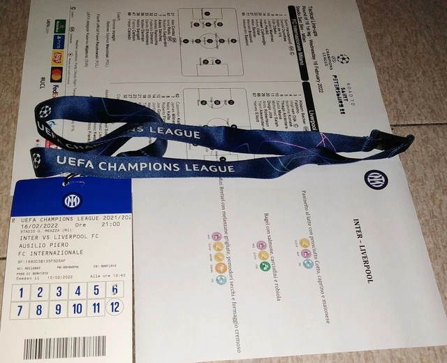 TICKET MENU LINE-UPS Metro Stadium UCL 16.2.2022 Inter Milan vs ...