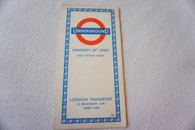 1961 LONDON TRANSPORT Underground Map Diagram of Lines Tube Ref 561 £39 ...