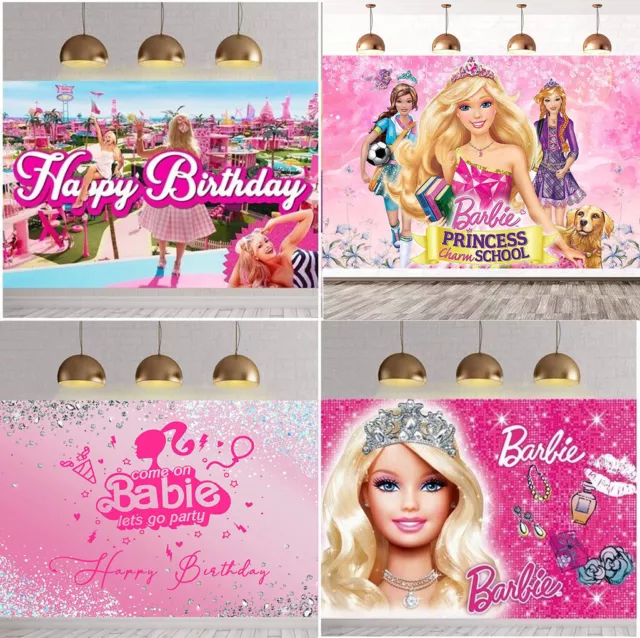 GIRLS BARBIE MOVIE Backdrop Birthday Party Banner Home Studio ...