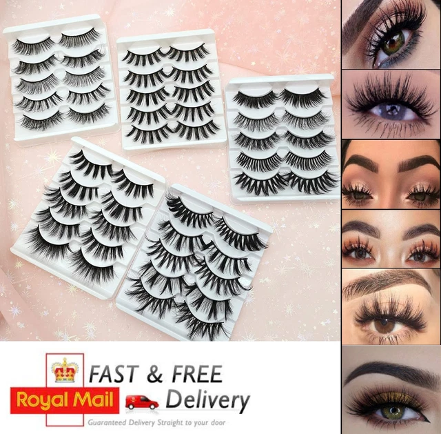 5 PAIRS 🔥3D Mink🔥 False Eyelashes🔥Wispy Cross Long Thick Soft Fake Eye ...