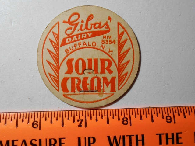MILK BOTTLE CAP Cover from Gibas Dairy in Buffalo, New York Sour Cream ...