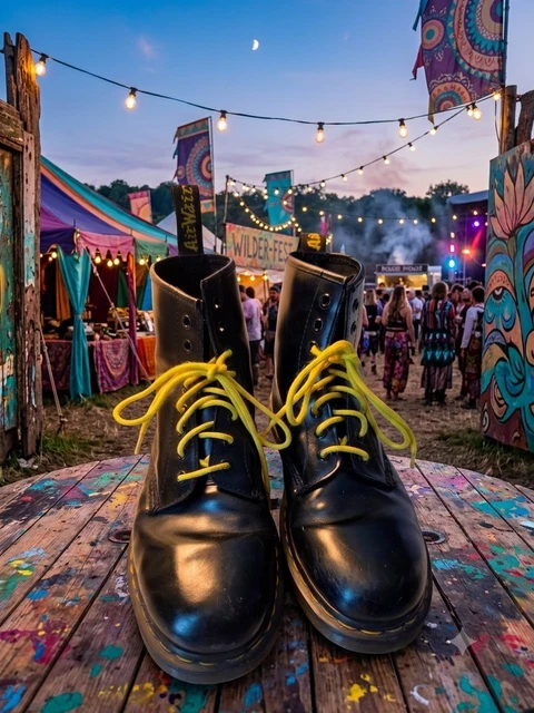 DR MARTENS 1460 Pascal Black Leather Boots UK 8 Unisex Festival Classic ...