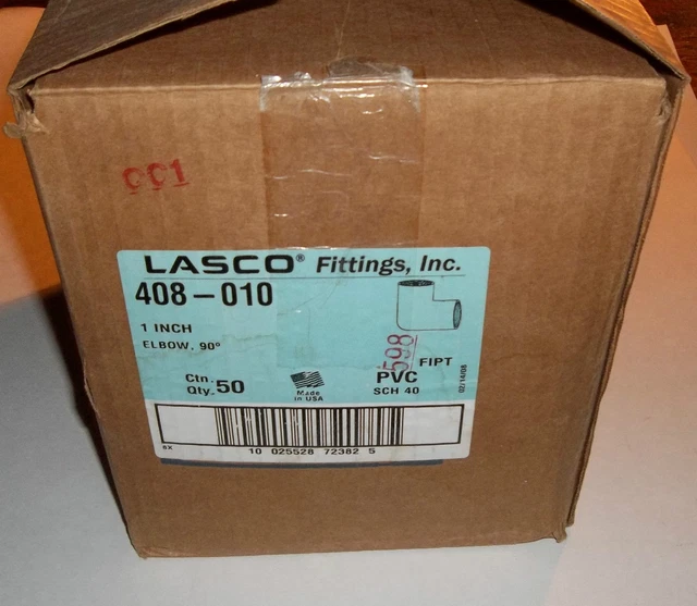 LASCO SCH 40 D2466 PVC 1" Elbow - 50 Elbows Total Brand New Full Box ...