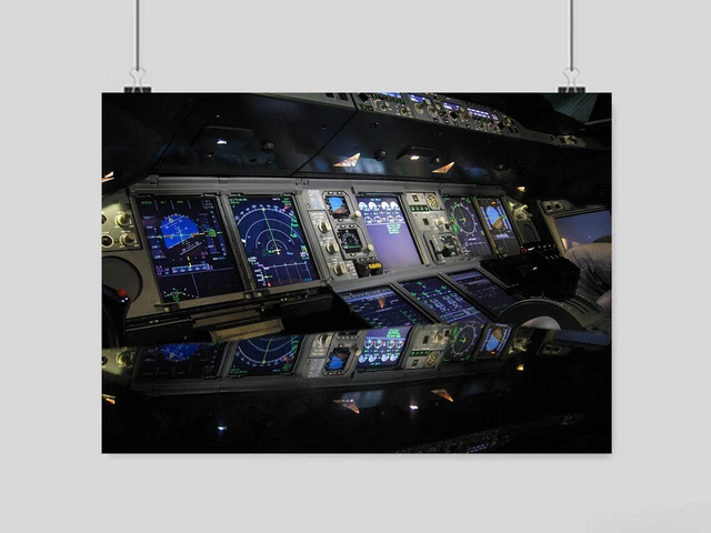 AIRBUS A380 COCKPIT Flight Deck Poster Aeroplane Print A3 A4 Size £8.95 ...