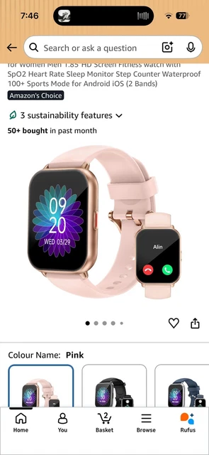 SMART WATCH MEN Women Answer/Make Calls 1.85'' Smartwatch Fitness Watch ...