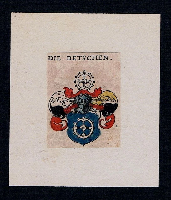 17TH CENTURY THE Betsch coat of arms heraldry heraldry copper engraving ...