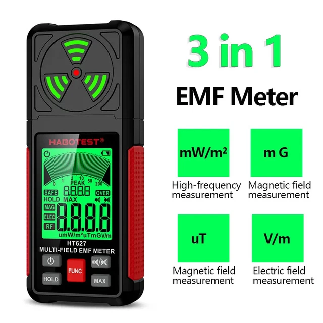 3 IN 1 Electromagnetic Radiation Tester Portable Radio Frequency Field ...
