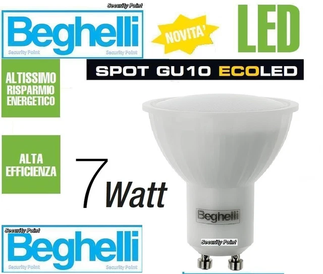 BEGHELLI LAMPADINA LED SPOT 7W 70W 600lm FARETTO GU10 95° 3000K LUCE CALDA WARM EUR 6,90 ...