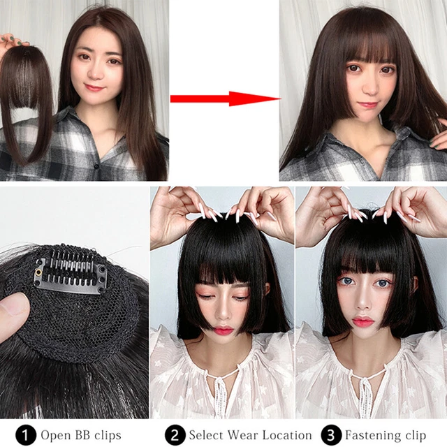 TOPPER NEAT FRINGE Bangs Clip Dans L’Extension De Cheveux Faux Postiche ...