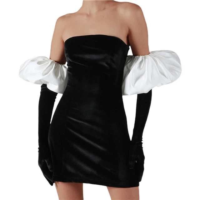 Bodycon Dress Off Shoulder Long Gloves Sexy Vintage Ladies Dress 5