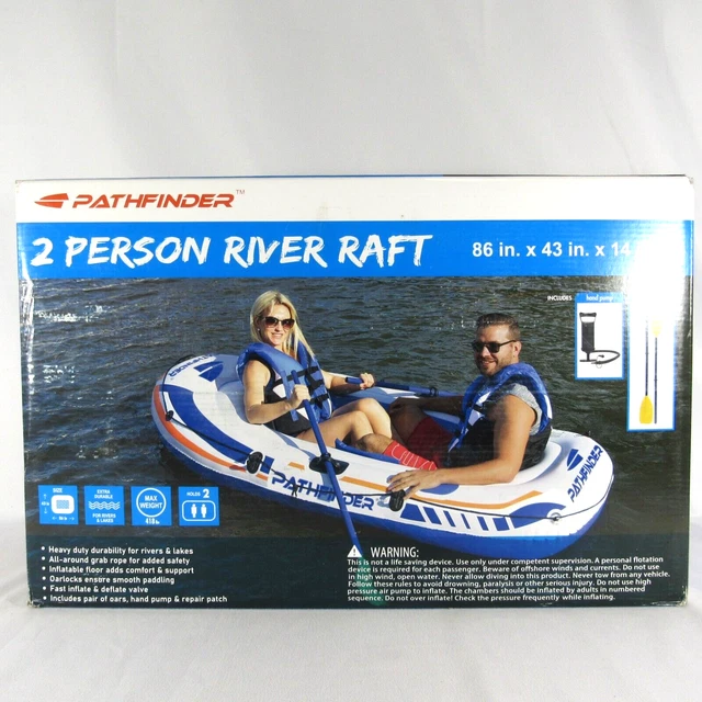 2 PERSON INFLATABLE Raft Boat W/ Pump & Oars River Lake Kayak Canoe ...
