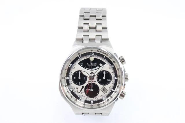 CITIZEN ECO-DRIVE CALIBRE 2100 Panda Chronograph Watch Quartz Untested ...