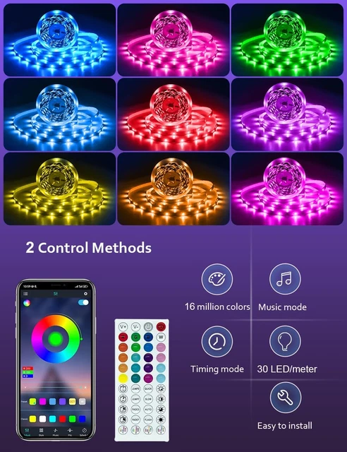 LED STRIP LIGHTS 10M, 1X10M, 30 Leds/Meter, 24V RGB LED Strip Light ...
